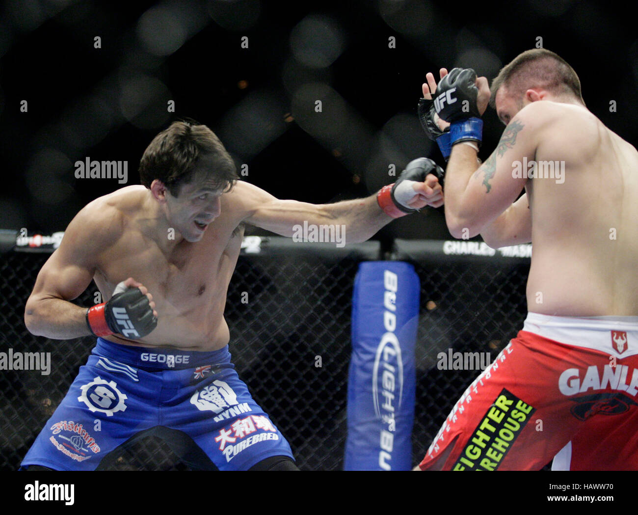 George Sotiropoulos, left, fights Jason Dent at UFC 106 at the Mandalay ...