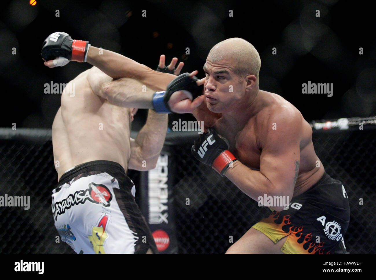 Forrest Griffin, left, fights Tito Ortiz at UFC 106 at the Mandalay ...