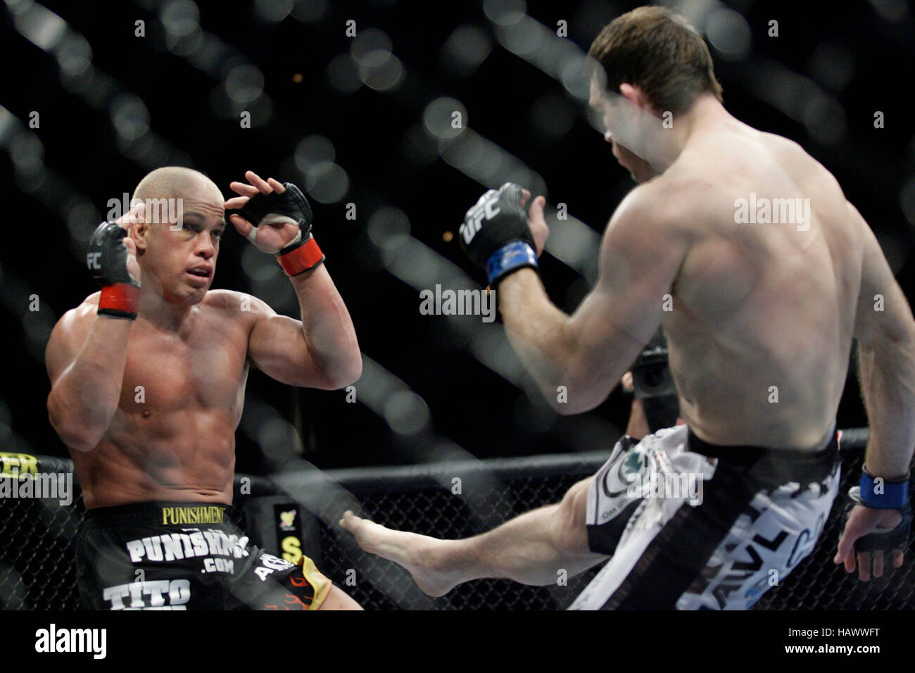 Forrest Griffin, right, fights Tito Ortiz at UFC 106 at the Mandalay ...