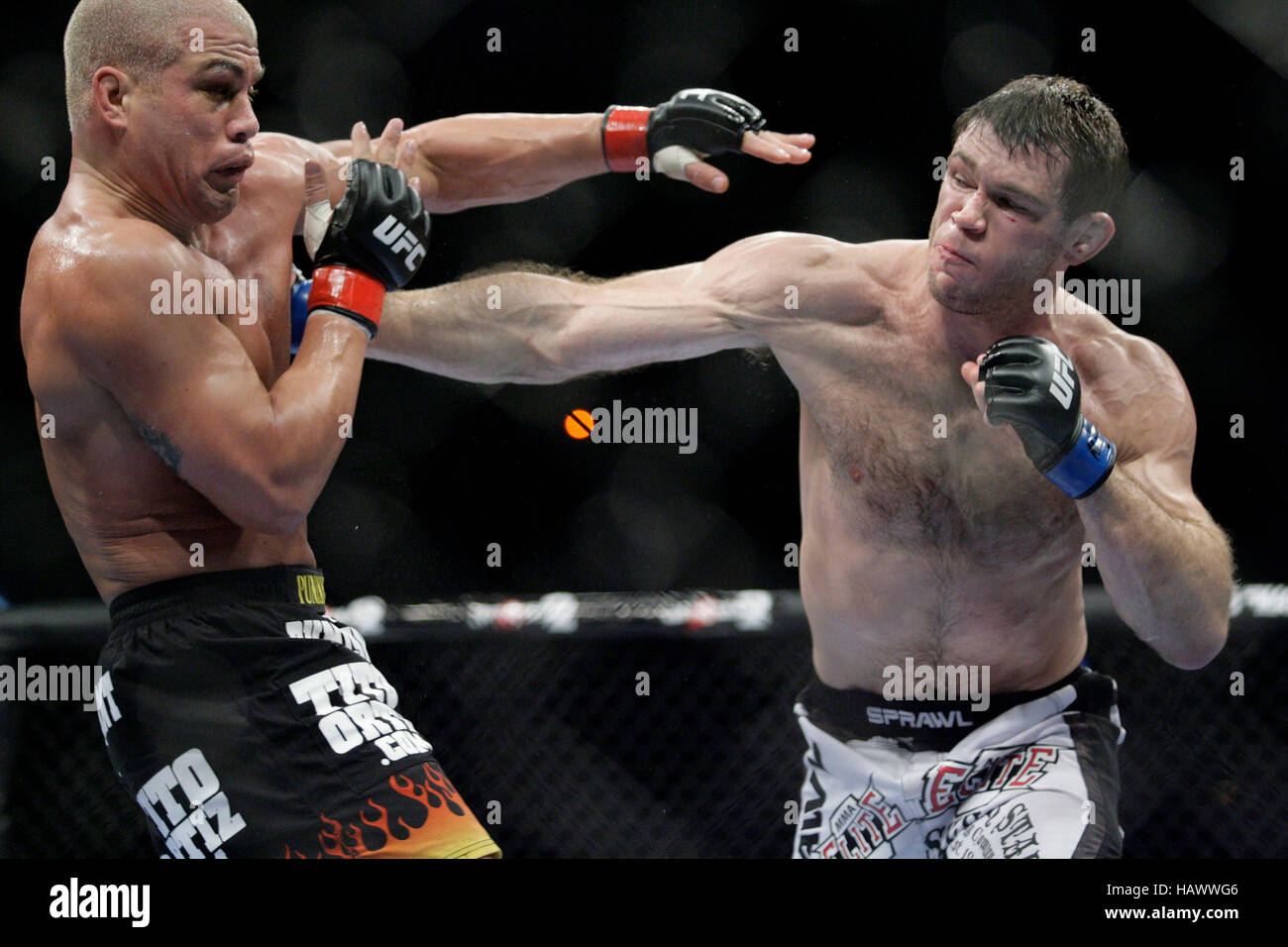 Forrest Griffin, right, fights Tito Ortiz at UFC 106 at the Mandalay ...