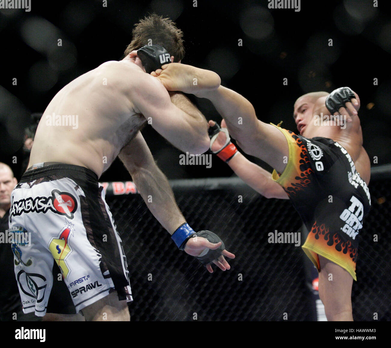 Forrest Griffin, left, fights Tito Ortiz at UFC 106 at the Mandalay ...