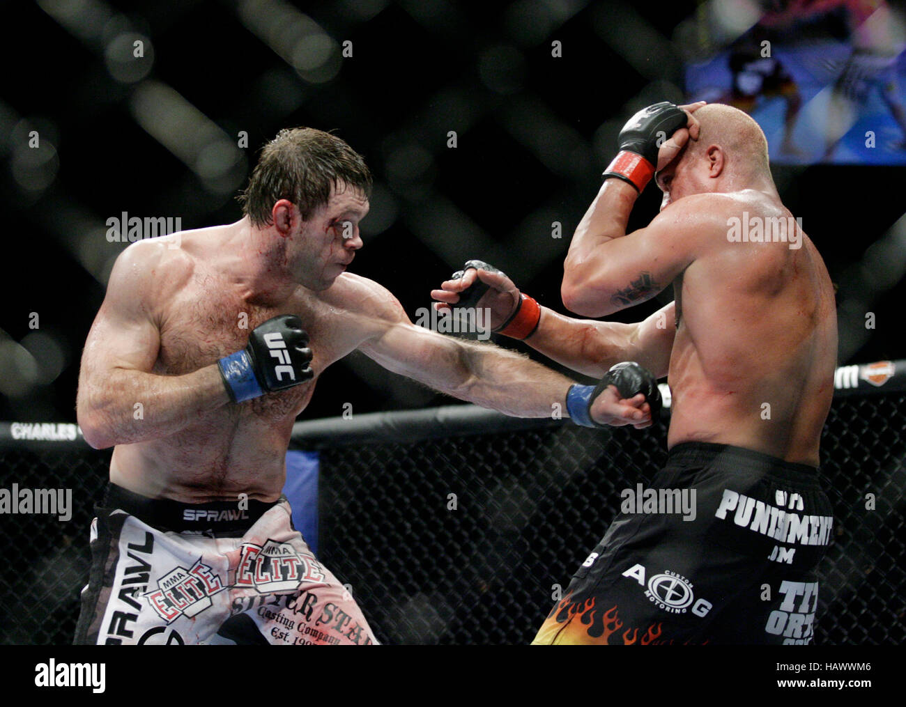 Forrest Griffin, left, fights Tito Ortiz at UFC 106 at the Mandalay ...
