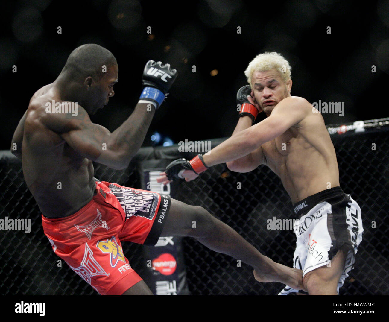 Josh Koscheck, right, fights Anthony Johnson at UFC 106 at the Mandalay ...