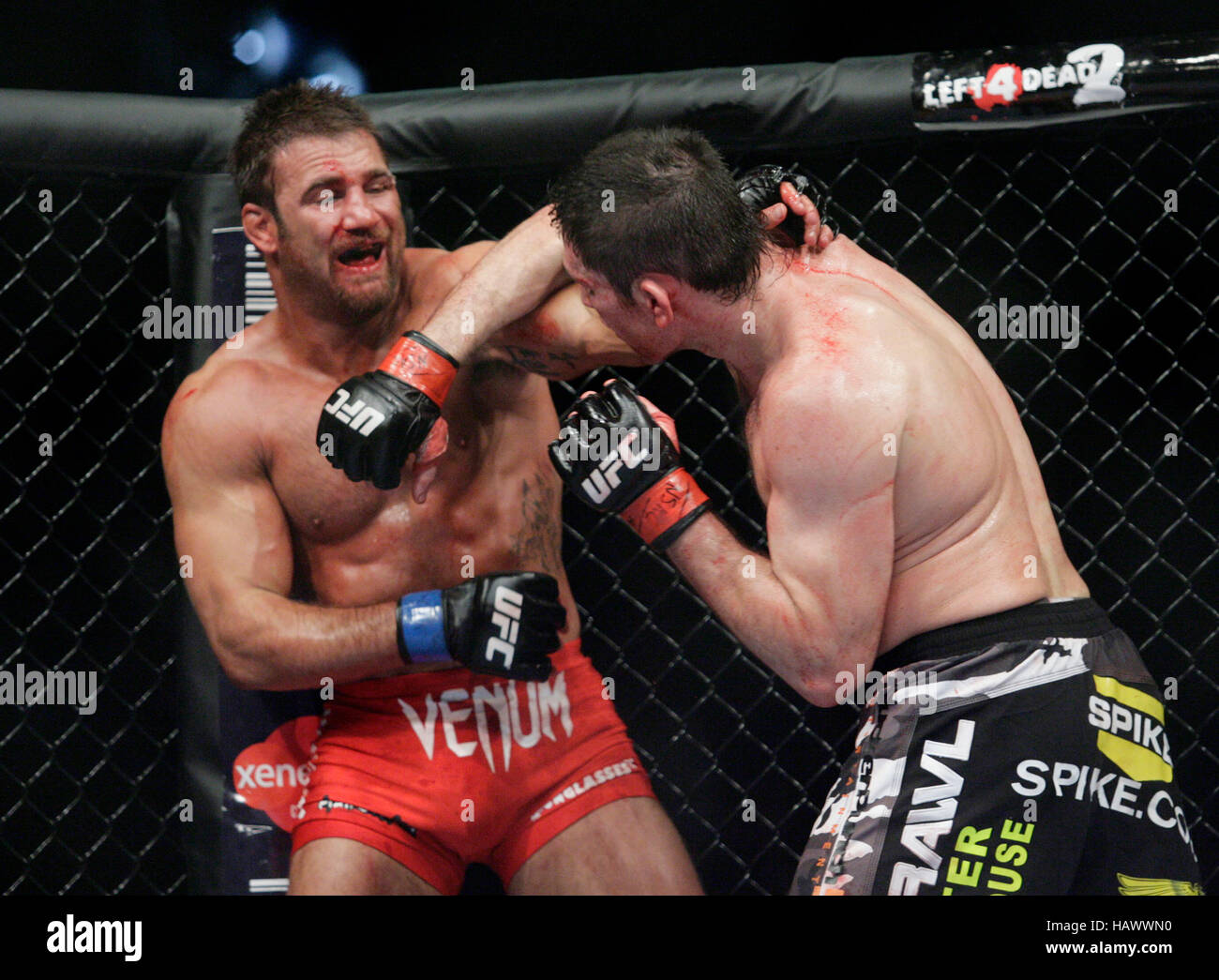 Amir Sadollah, right, fights Phil Baroni at UFC 106 at the Mandalay ...