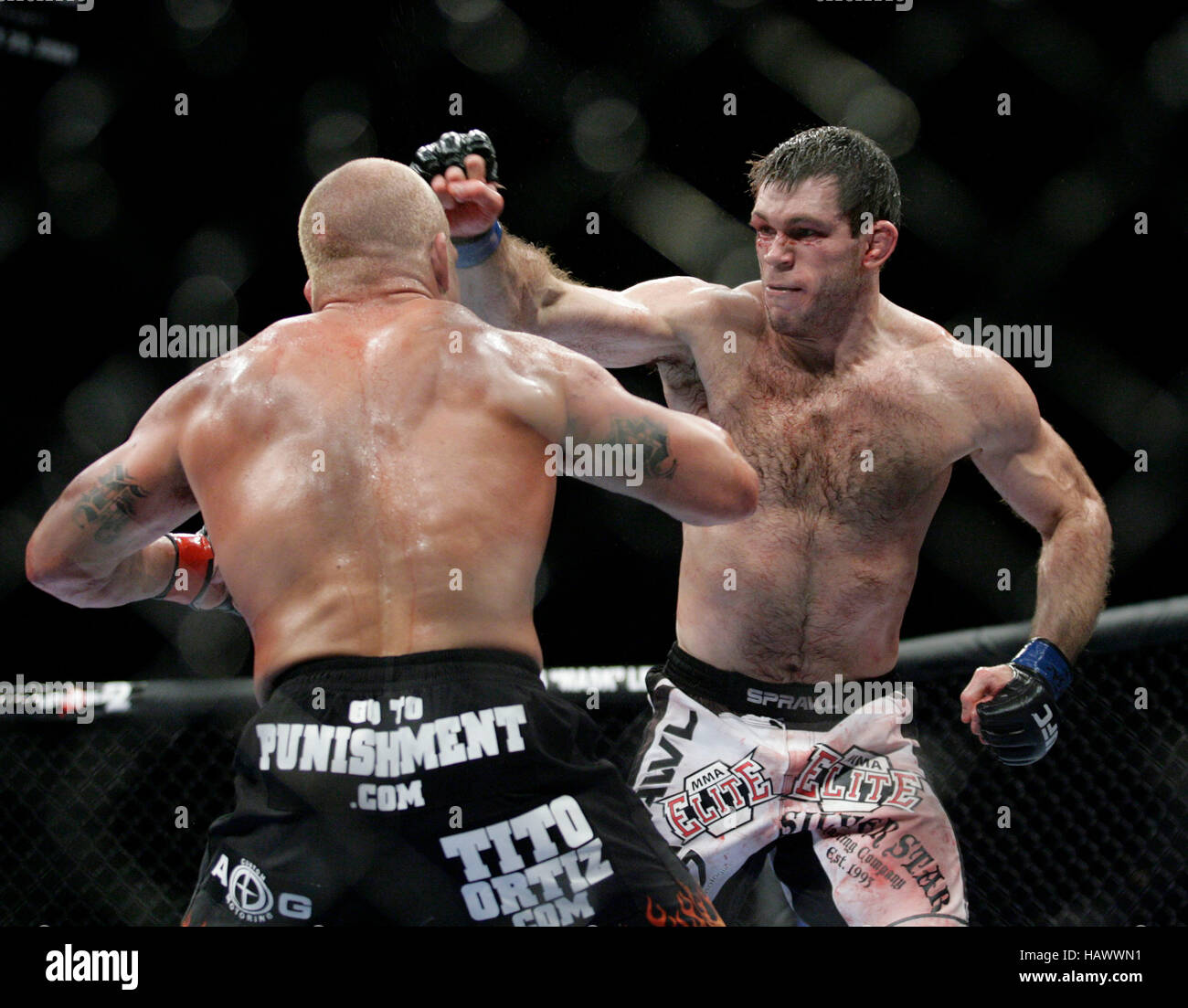 Forrest Griffin, right, fights Tito Ortiz at UFC 106 at the Mandalay ...