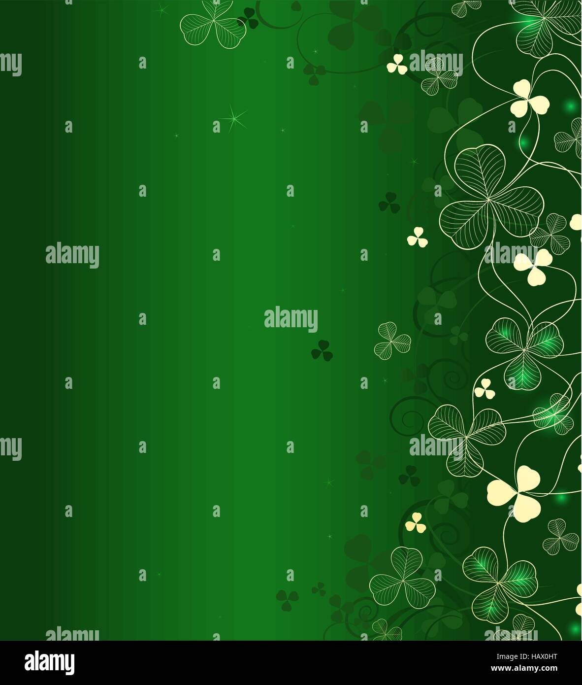 beautiful golden, original, stylized clover with a mysterious glow on ...