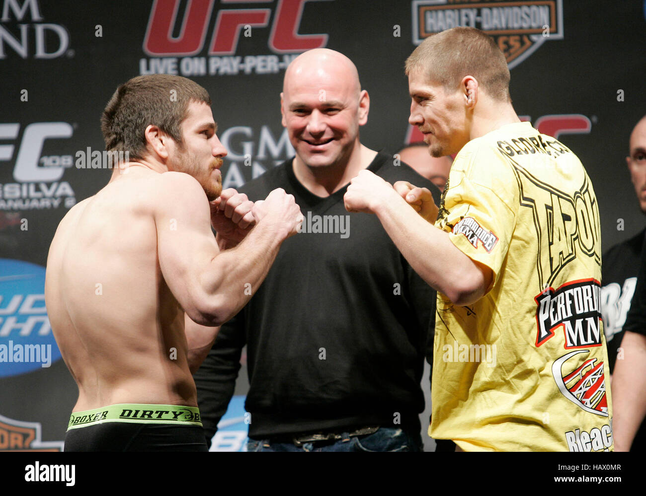 Jim Miller, left, and Duane Ludwig at the UFC 108 weigh-ins at the MGM ...