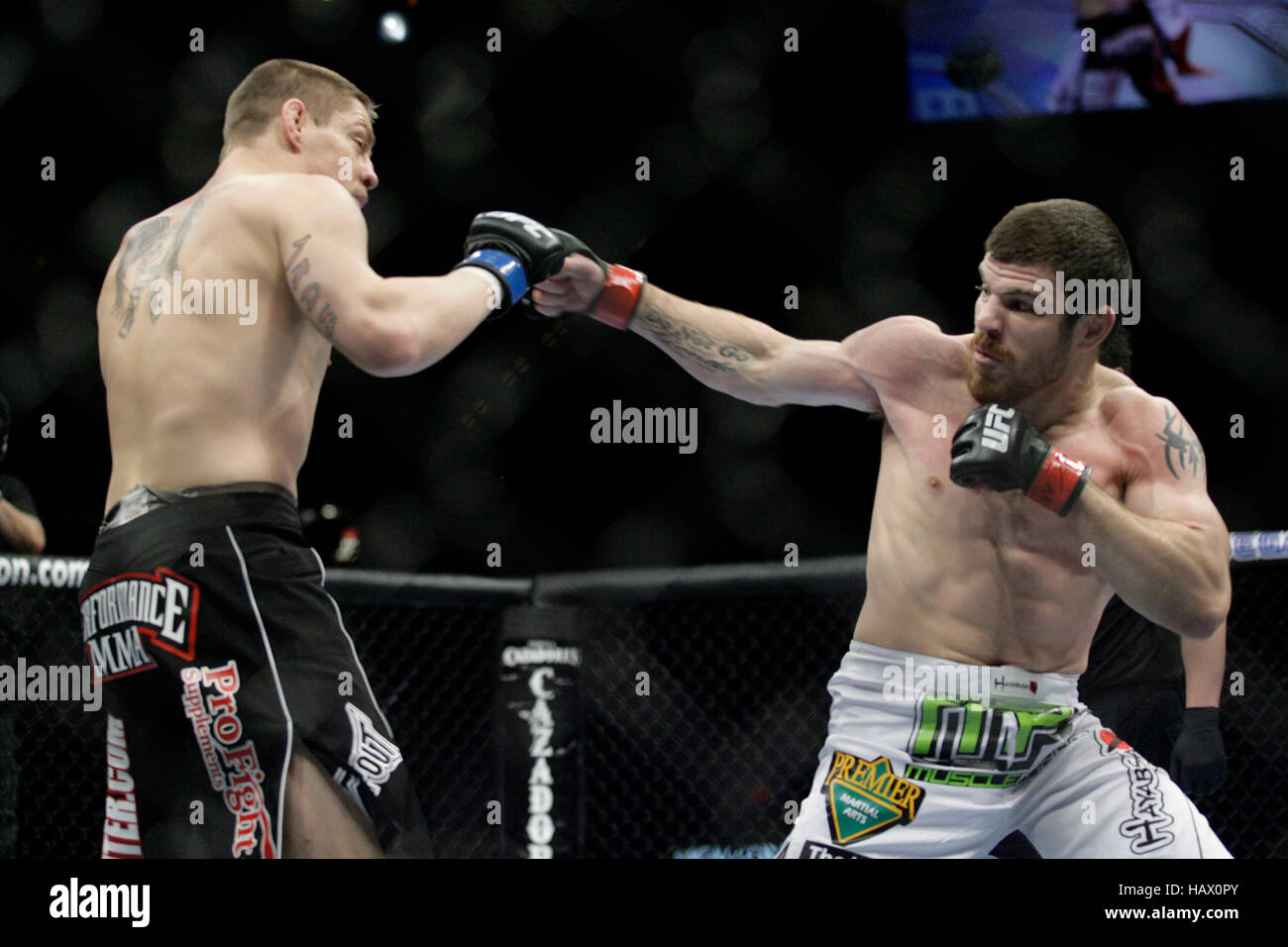 Jim Miller, right, fights Duane Ludwig during UFC 108 at the MGM Grand ...