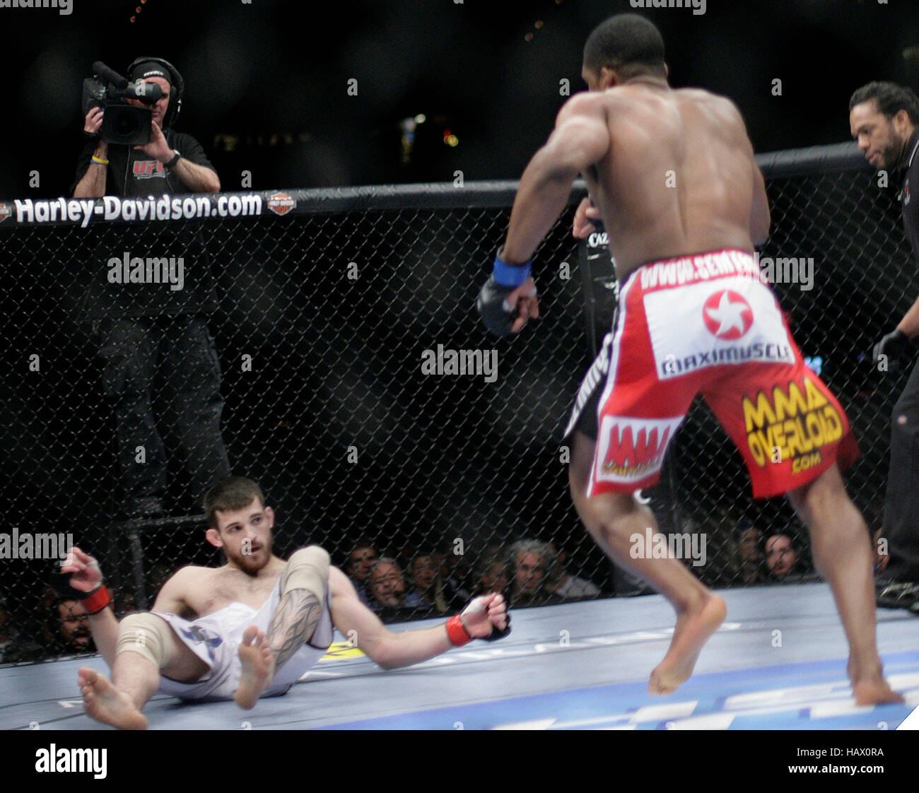 Paul Daley, right, knocks out Dustin Hazelett during UFC 108 at the MGM ...