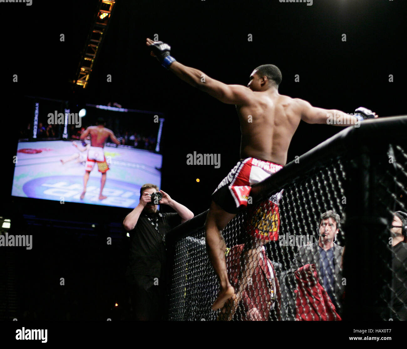Paul Daley celebrates his victory over Dustin Hazelett during UFC 108 ...