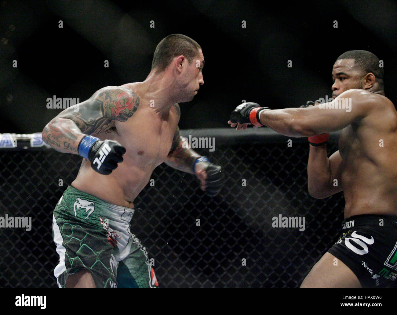 Rashad Evans, right, fights Thiago Silva during UFC 108 at the MGM ...