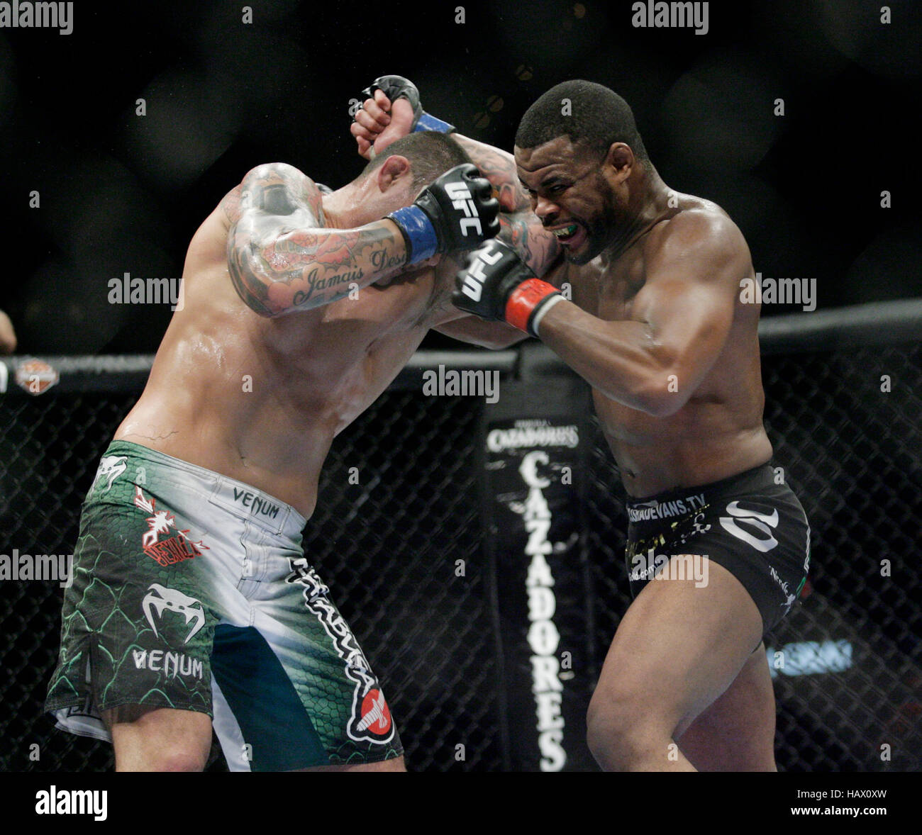 Rashad Evans, right, fights Thiago Silva during UFC 108 at the MGM ...