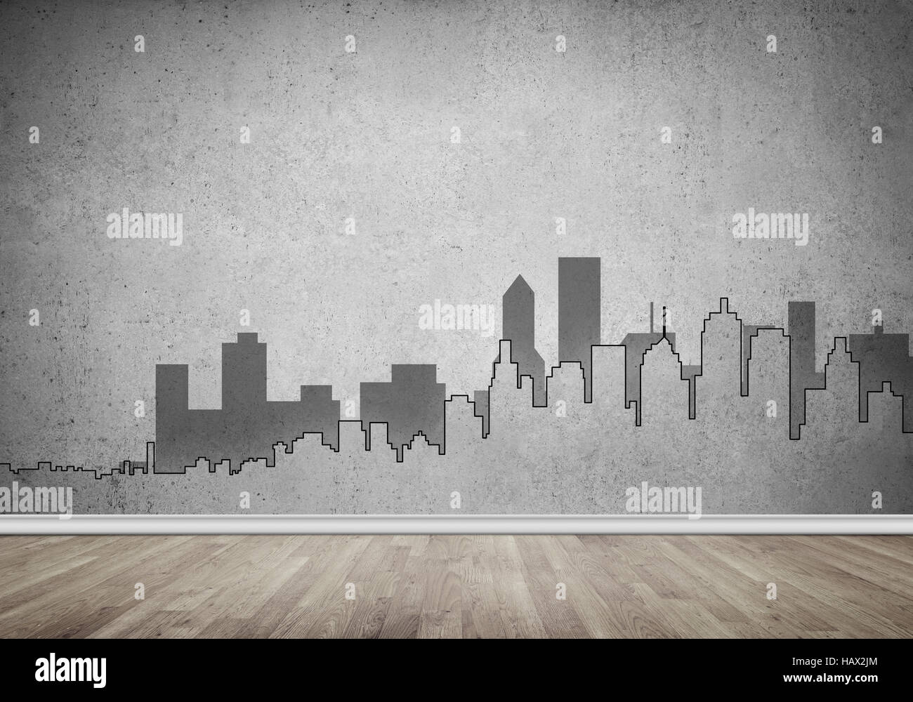 City design on wall Stock Photo - Alamy
