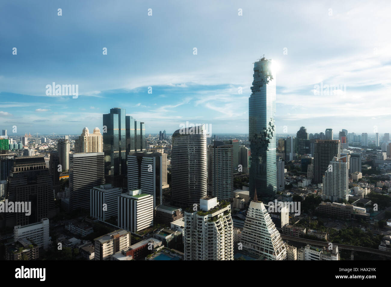 Aerial view of Bangkok modern office buildings, condominium in Bangkok ...