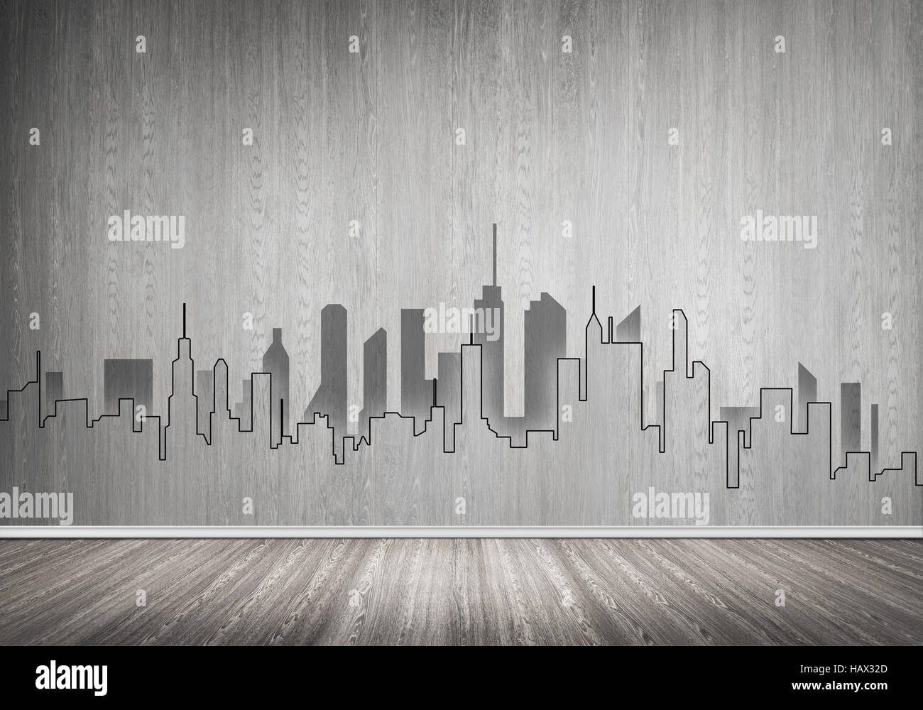 City design on wall Stock Photo - Alamy