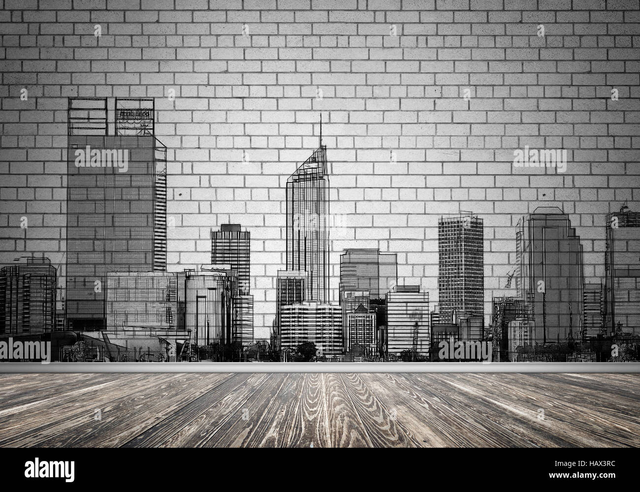 City design on wall Stock Photo - Alamy