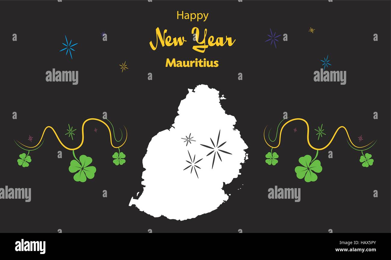 Happy New Year illustration theme with map of Mauritius Stock Vector ...