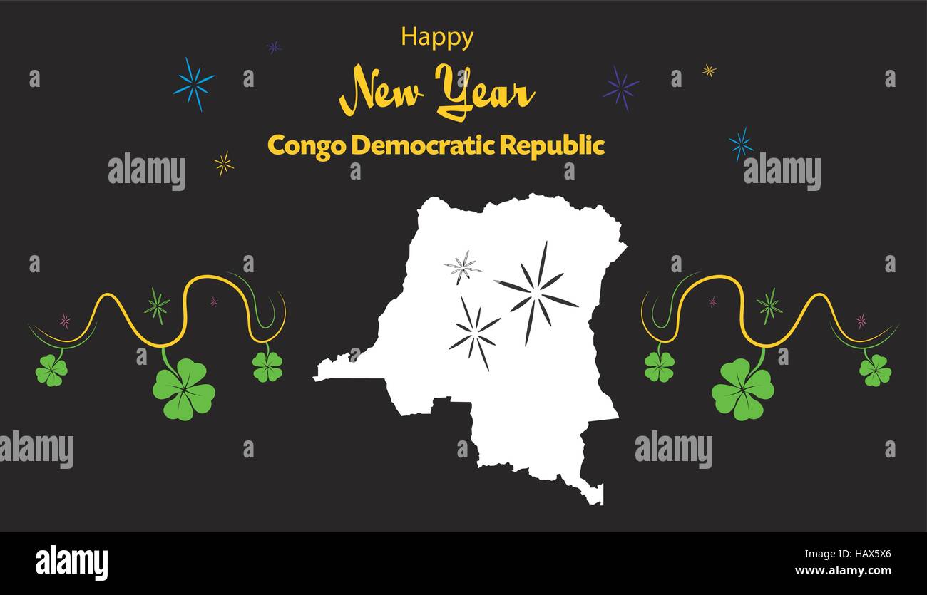Happy New Year illustration theme with map of Congo Democratic Republic ...