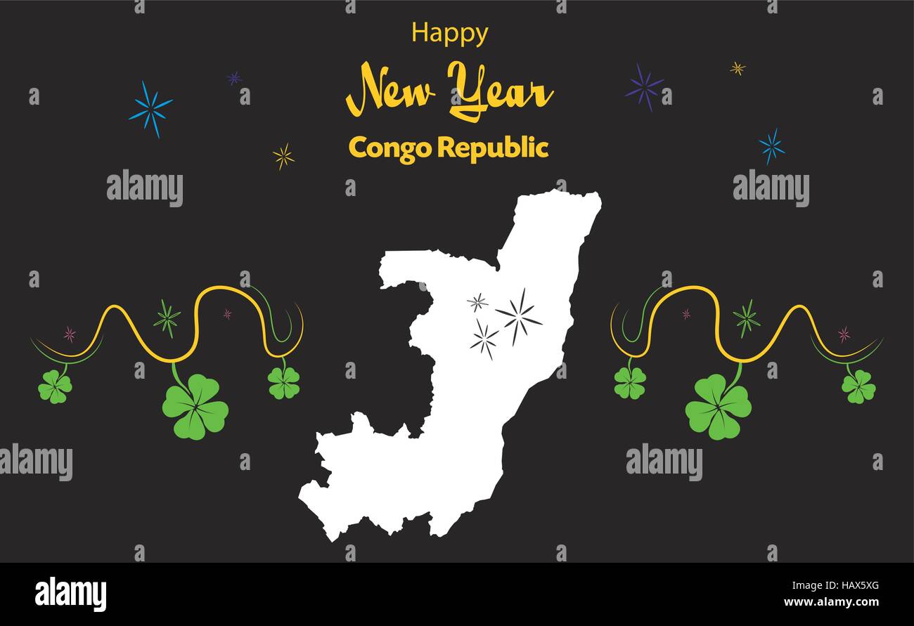 Happy New Year illustration theme with map of Congo Republic Stock ...