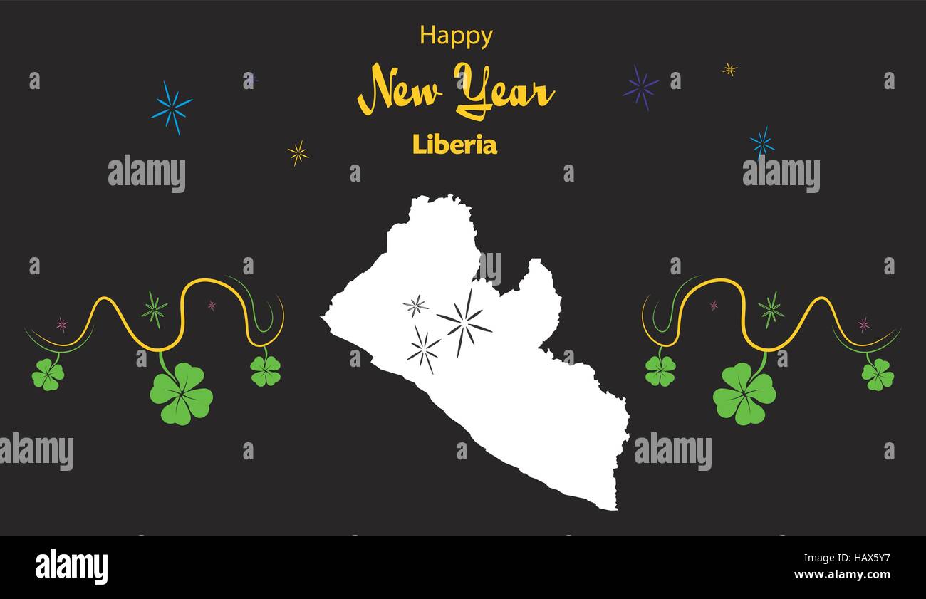 Happy New Year illustration theme with map of Liberia Stock Vector ...