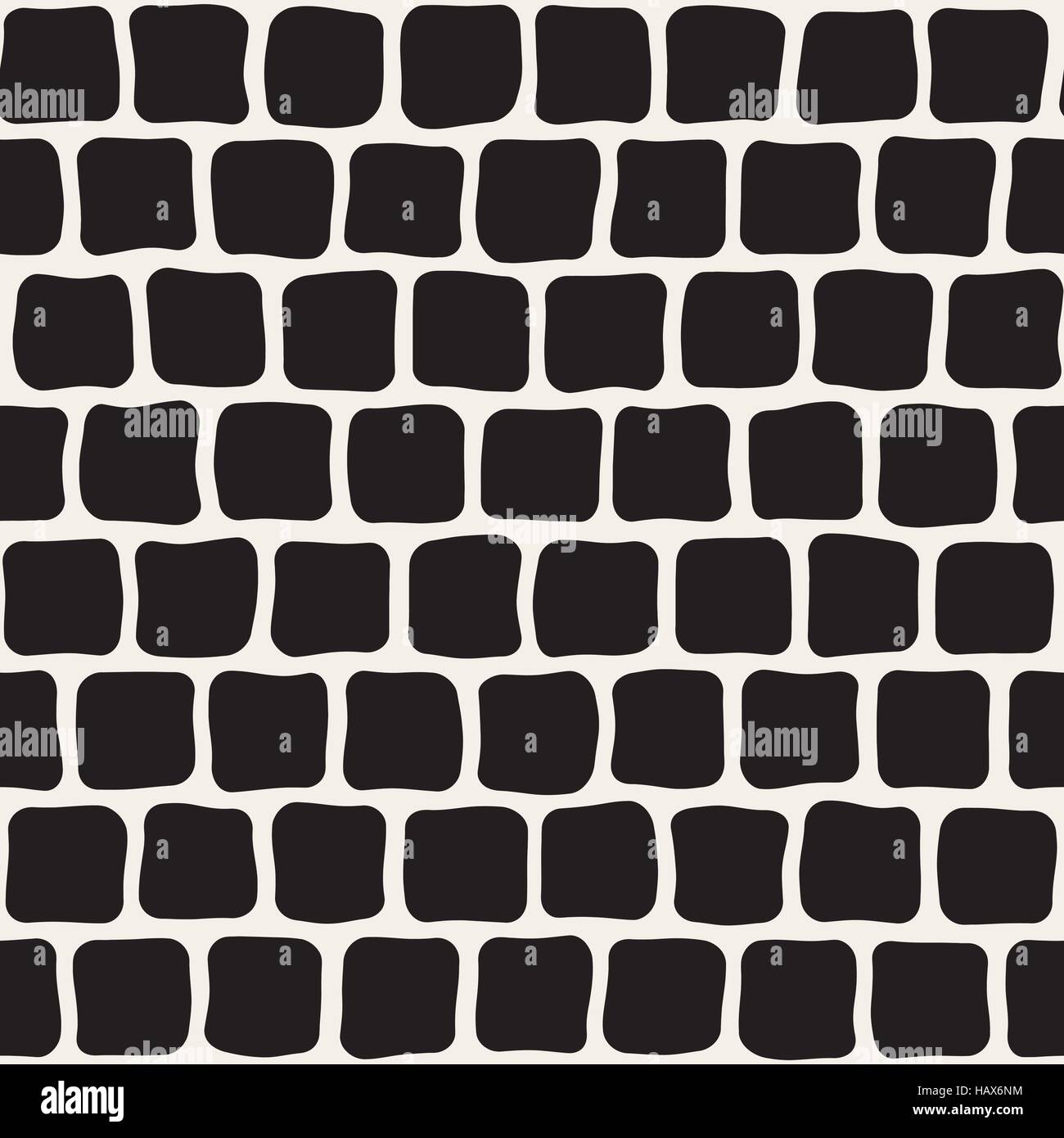 Vector Seamless Black and White Hand Drawn Rectangles Pattern Stock ...