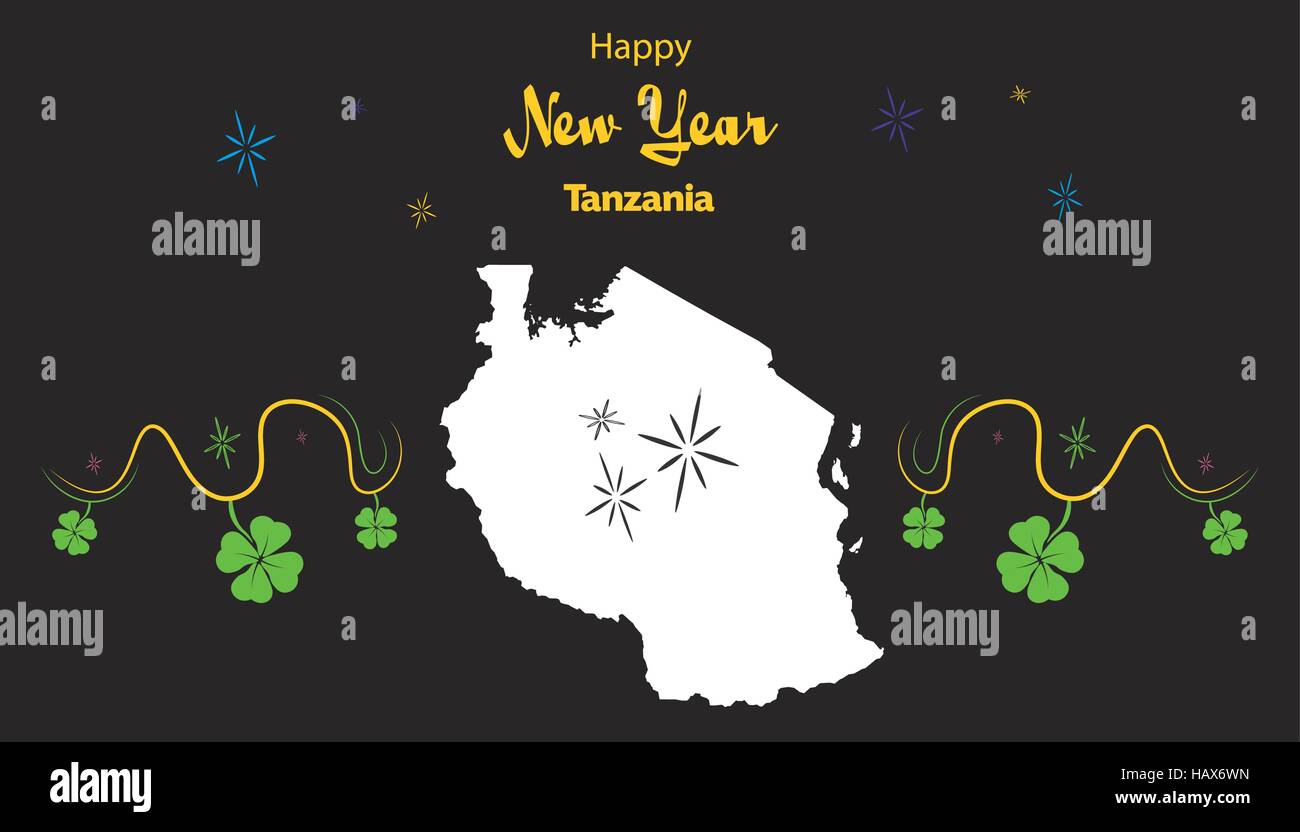 Happy New Year illustration theme with map of Tanzania Stock Vector ...
