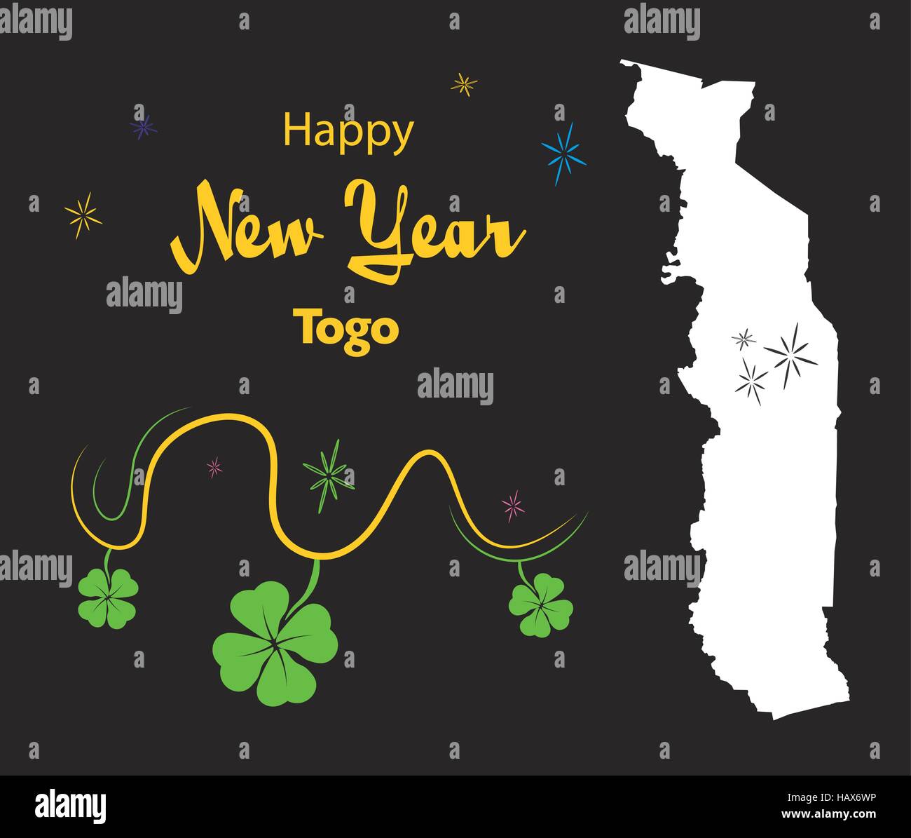 Happy New Year illustration theme with map of Togo Stock Vector Image ...