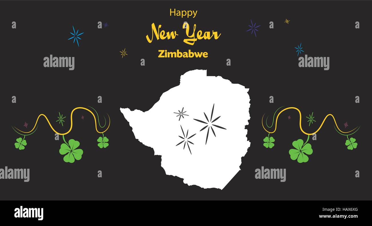 Happy New Year illustration theme with map of Zimbabwe Stock Vector ...
