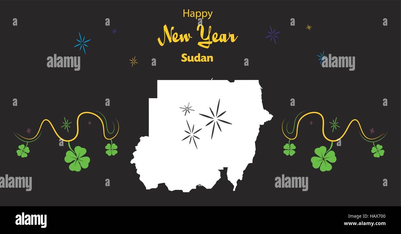 Happy New Year illustration theme with map of Sudan Stock Vector Image ...