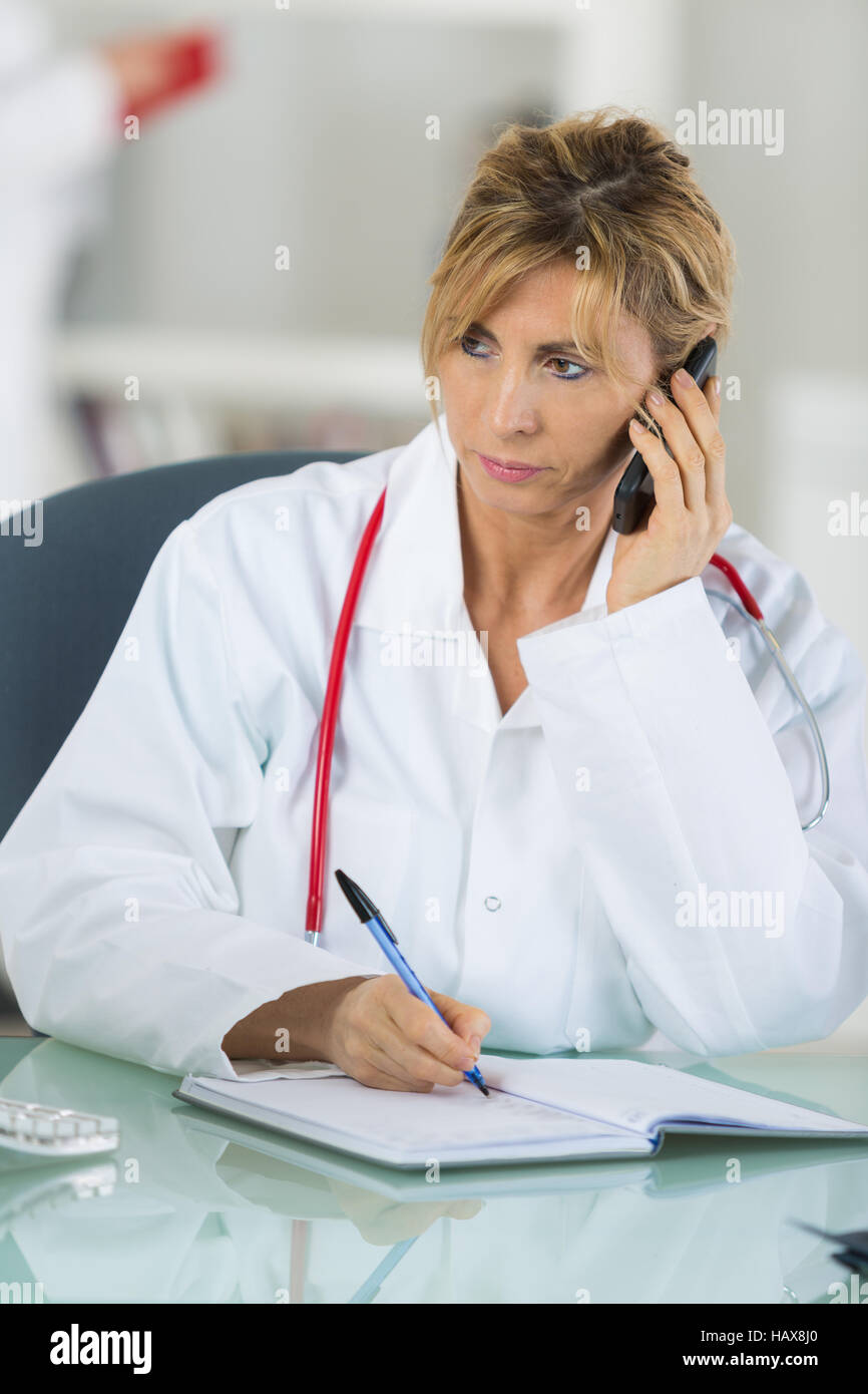 Female doctor on telephone Stock Photo - Alamy