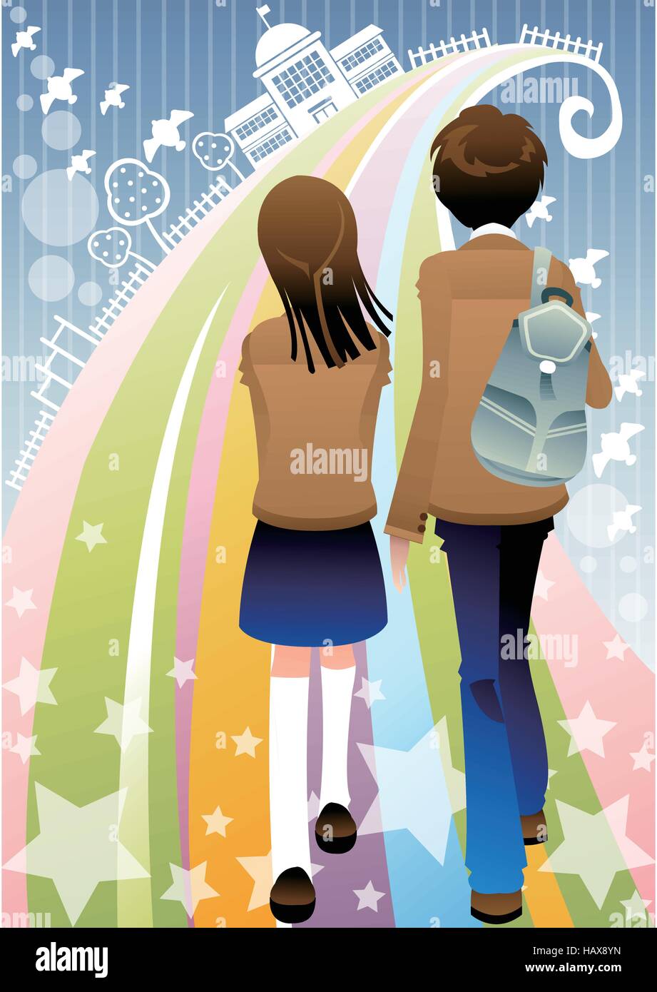 Couple school uniform Stock Vector Images - Alamy