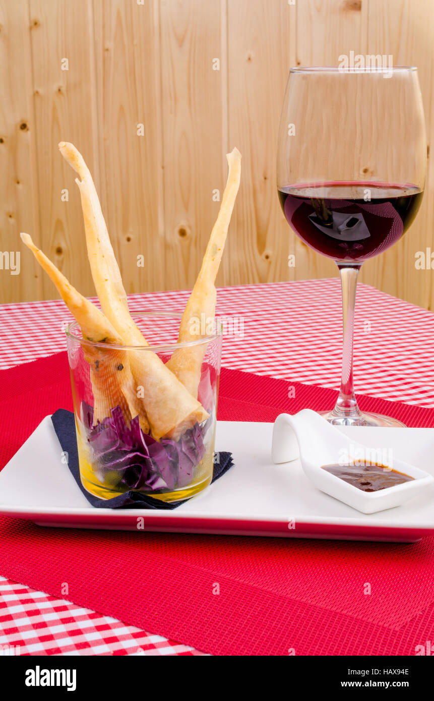 Prawns in batter cones, a creative Spanish tapa Stock Photo - Alamy