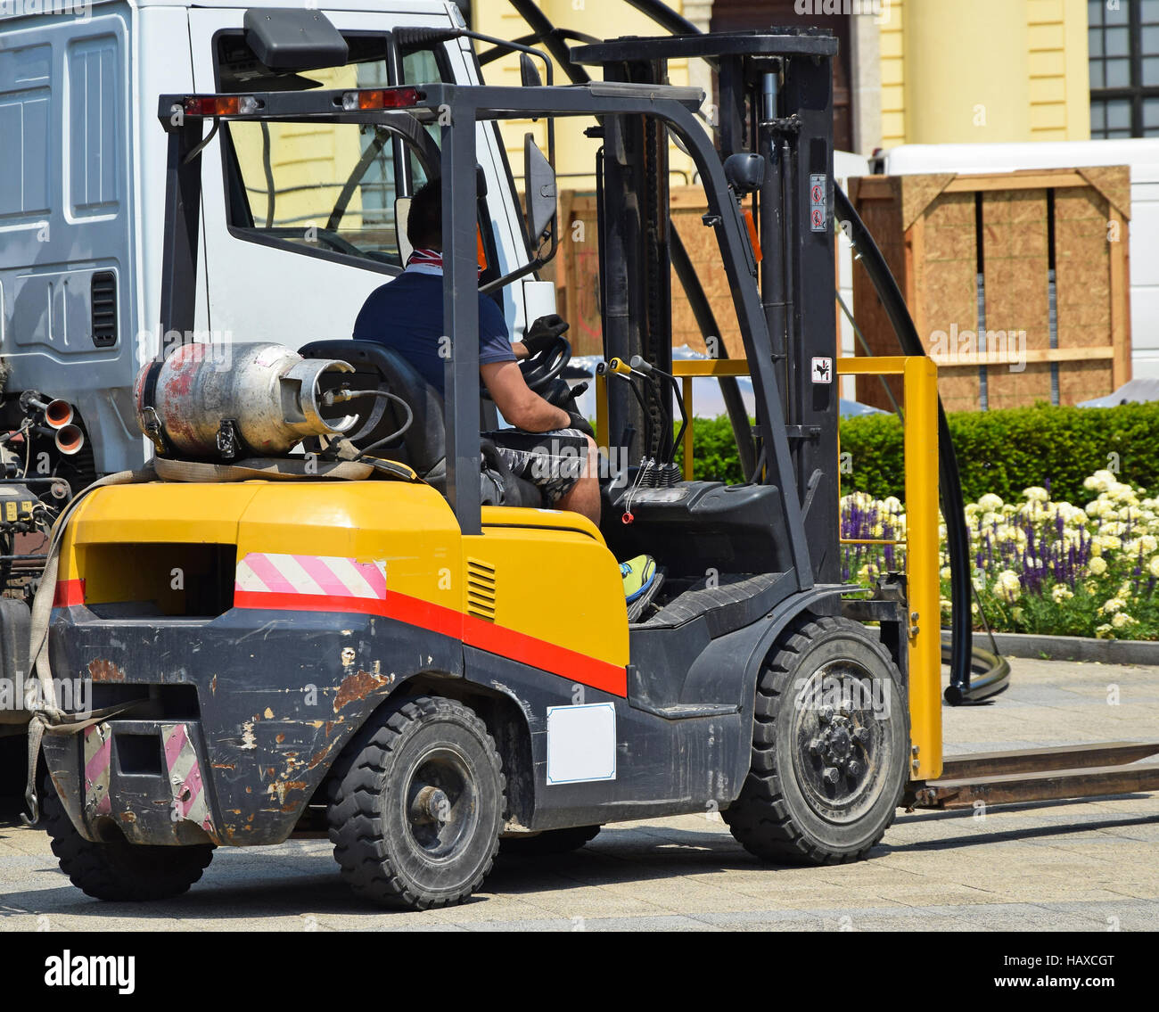 Forklift at work Stock Photo - Alamy