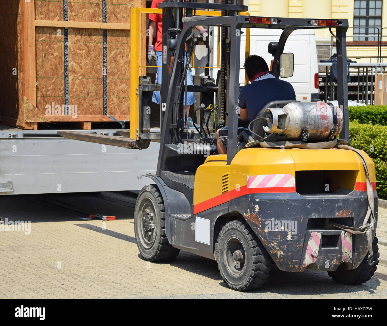 Forklift at work Stock Photo - Alamy