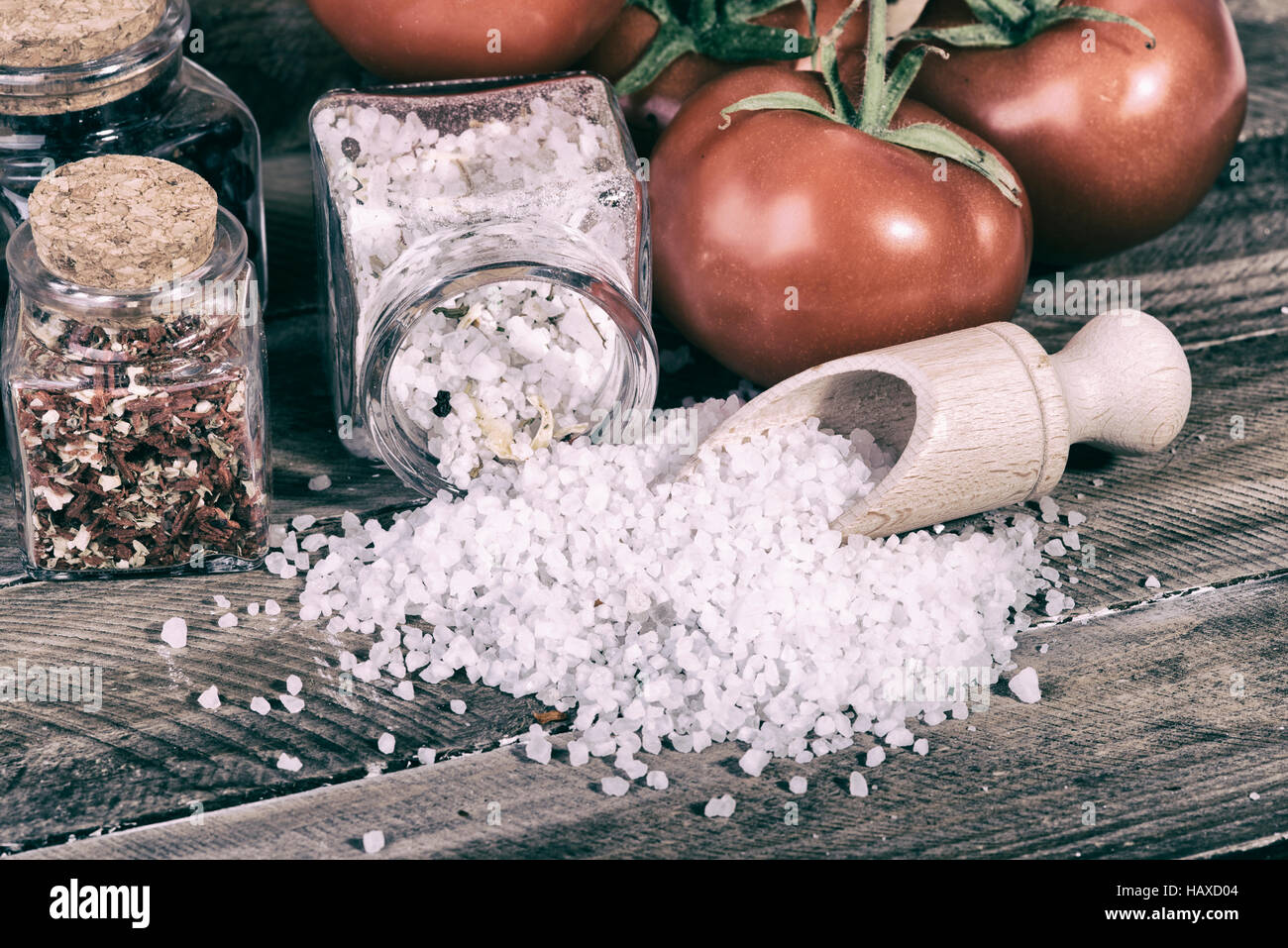 image of table salt herb in containers Stock Photo - Alamy