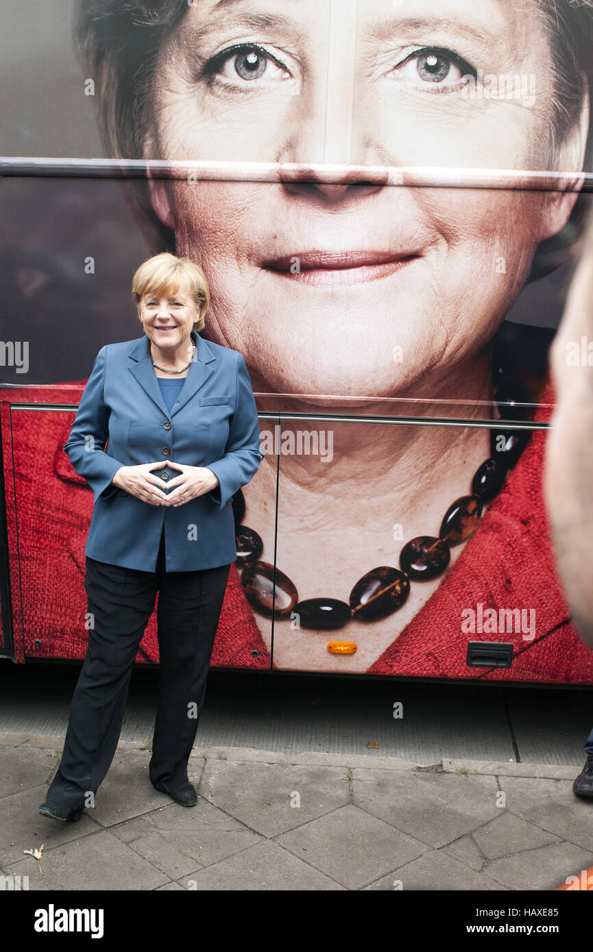 CDU Bus Tour with Angela Merkel Stock Photo - Alamy