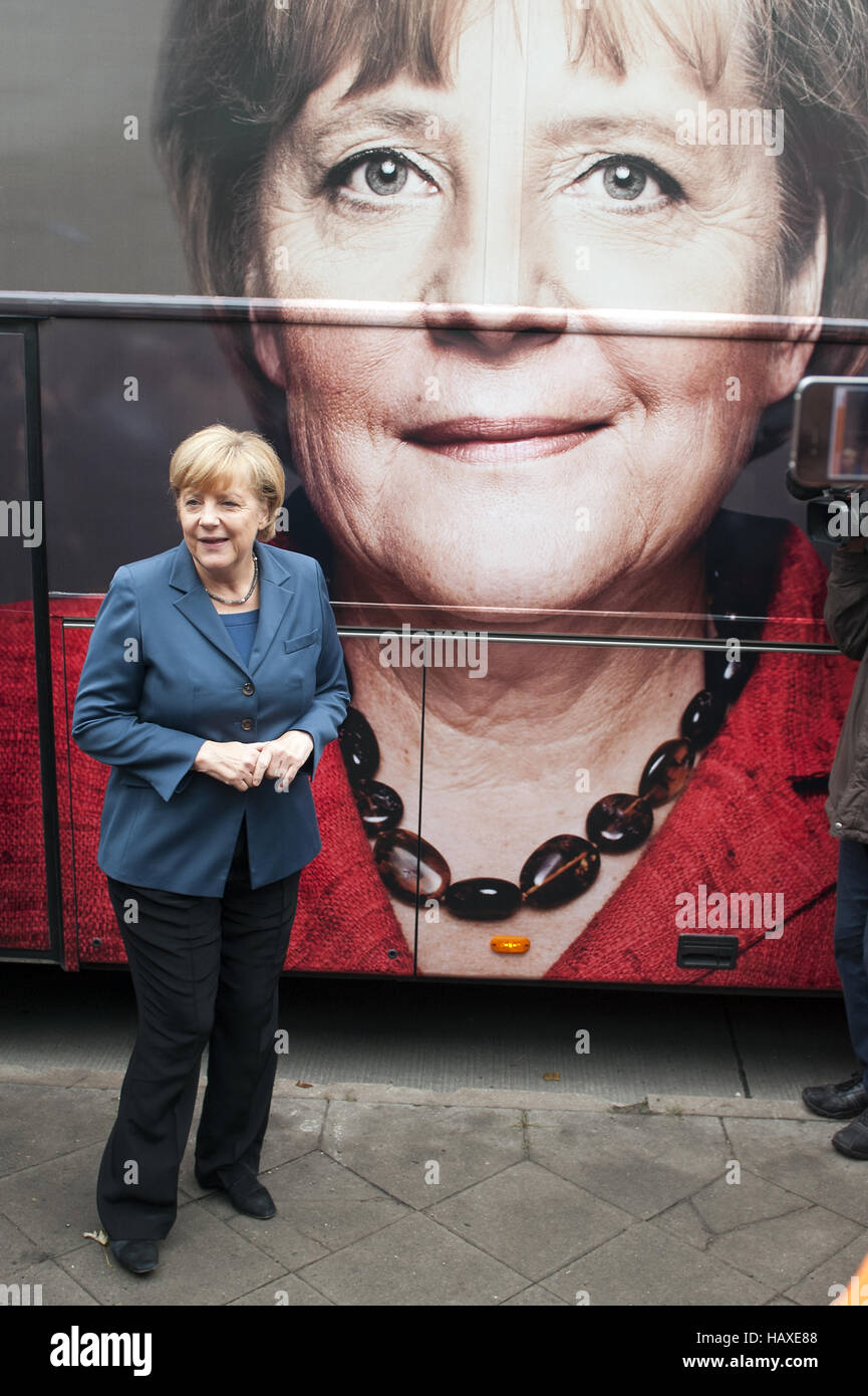 CDU Bus Tour with Angela Merkel Stock Photo - Alamy