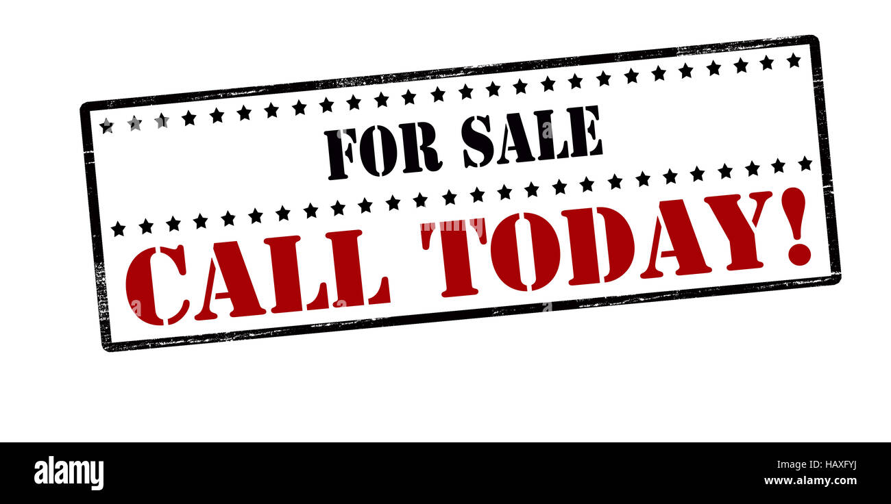 Rubber stamp with text for sale call today inside, vector illustration ...