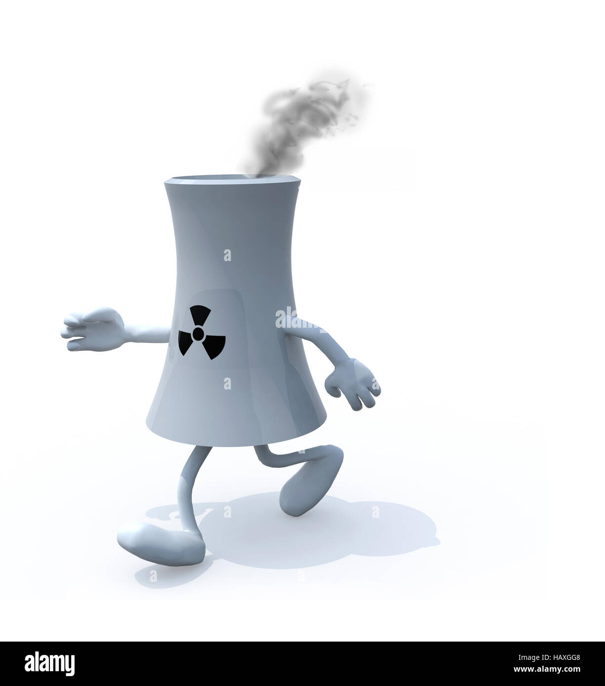 nuclear factory with arms and legs that runs, 3d illustration Stock ...