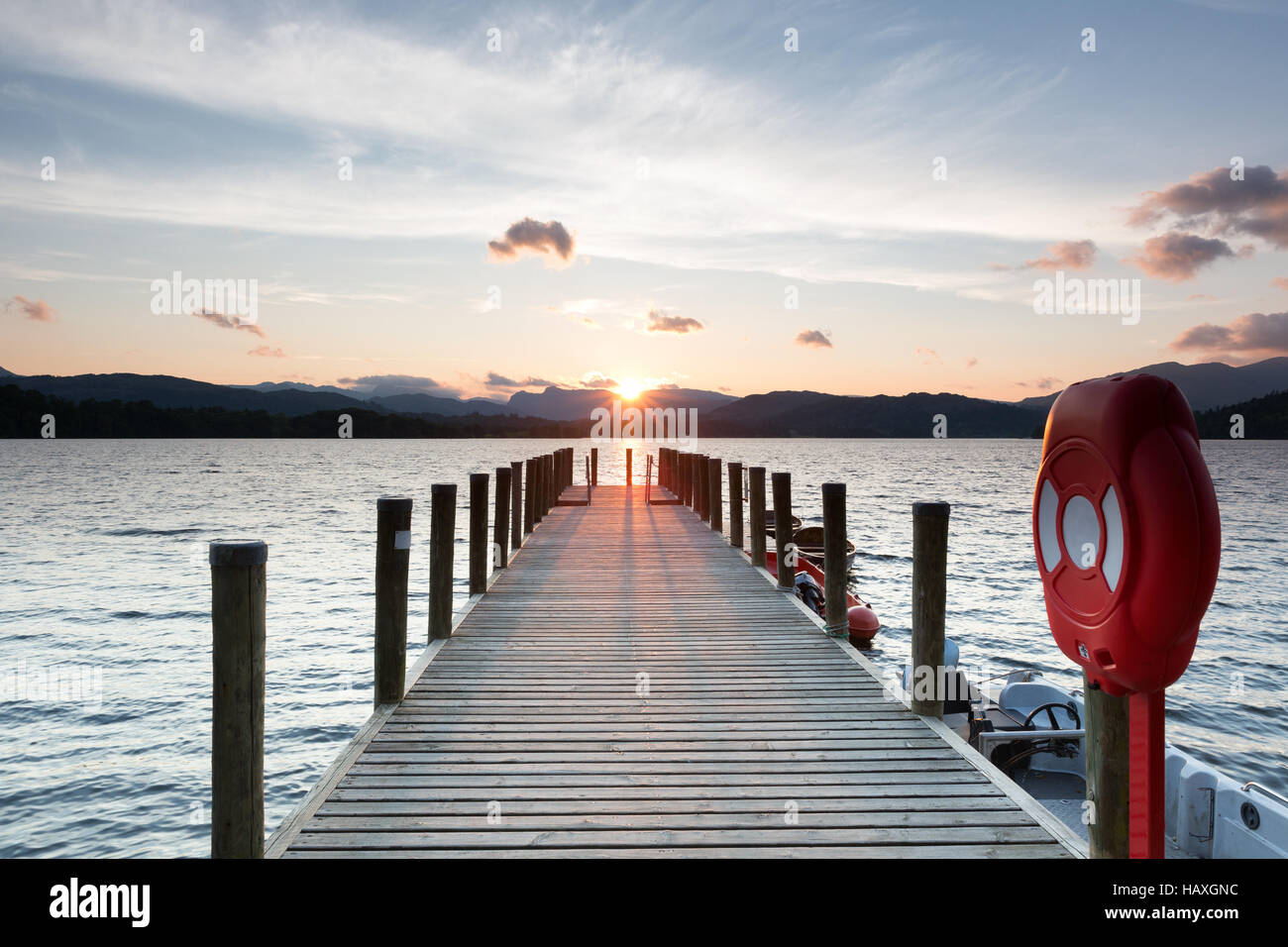 Windermere Jetty Sunset Stock Photo - Alamy