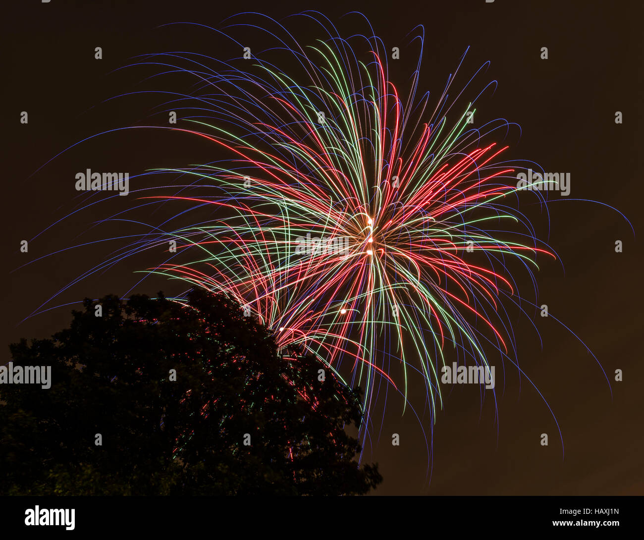 Fireworks captured in a long exposure in north London on Bonfire Night ...