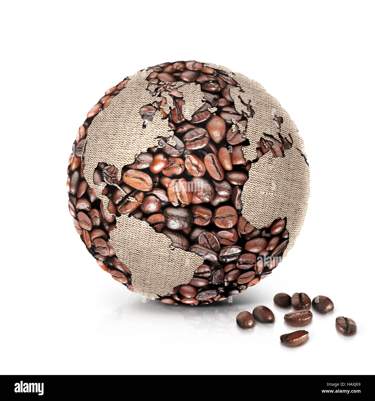 coffee world 3D illustration north and south america map on white ...