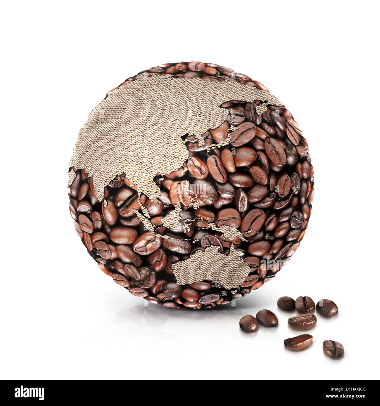 coffee world 3D illustration asia and australia map on white background ...
