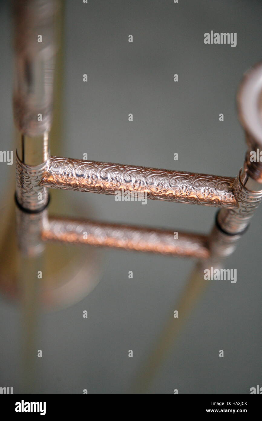 Schnitzer Tenor Sackbut with silver garland Stock Photo - Alamy