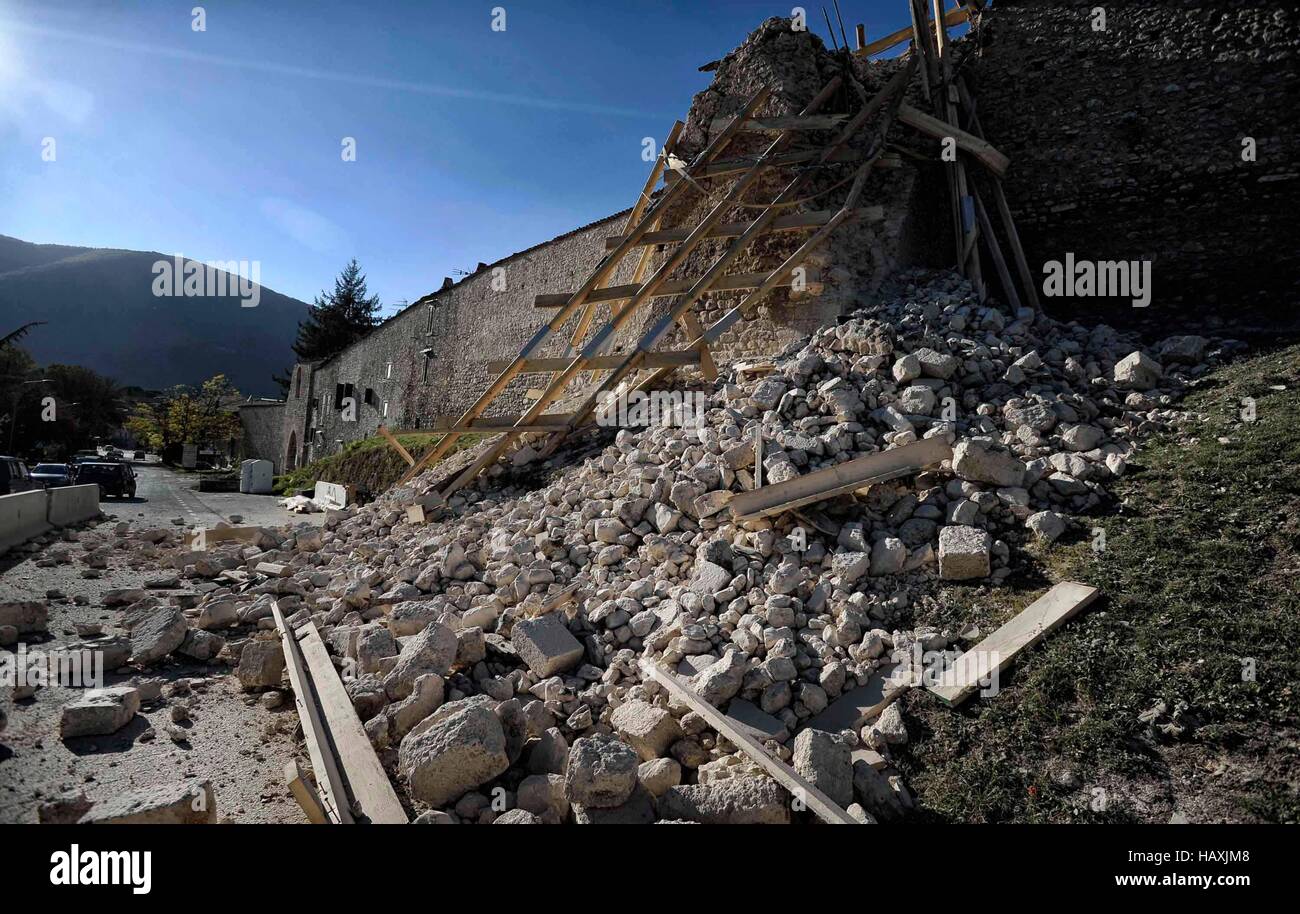 Aftermath of Italian earthquake in Norcia, Italy, following a 6.6 ...