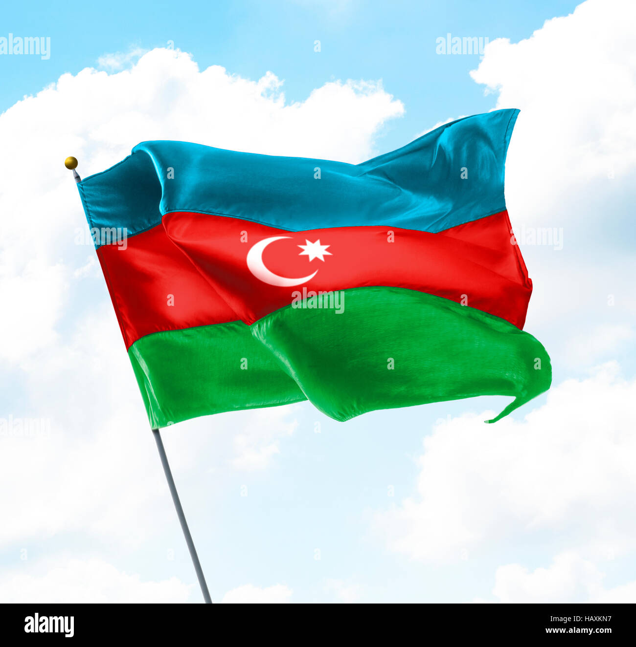 Flag of Azerbaijan Raised Up in The Sky Stock Photo - Alamy