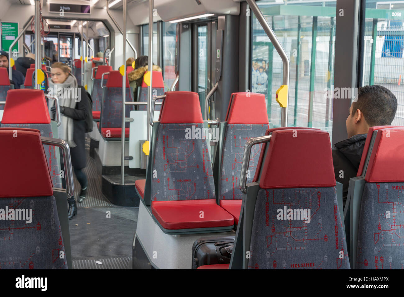 Inside a Tram in Helsinki Finland Stock Photo - Alamy