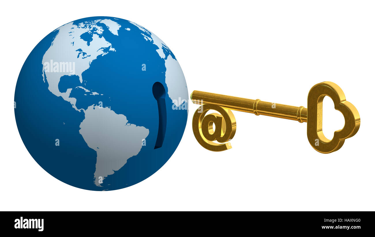 Globe Key 3D Stock Photo - Alamy