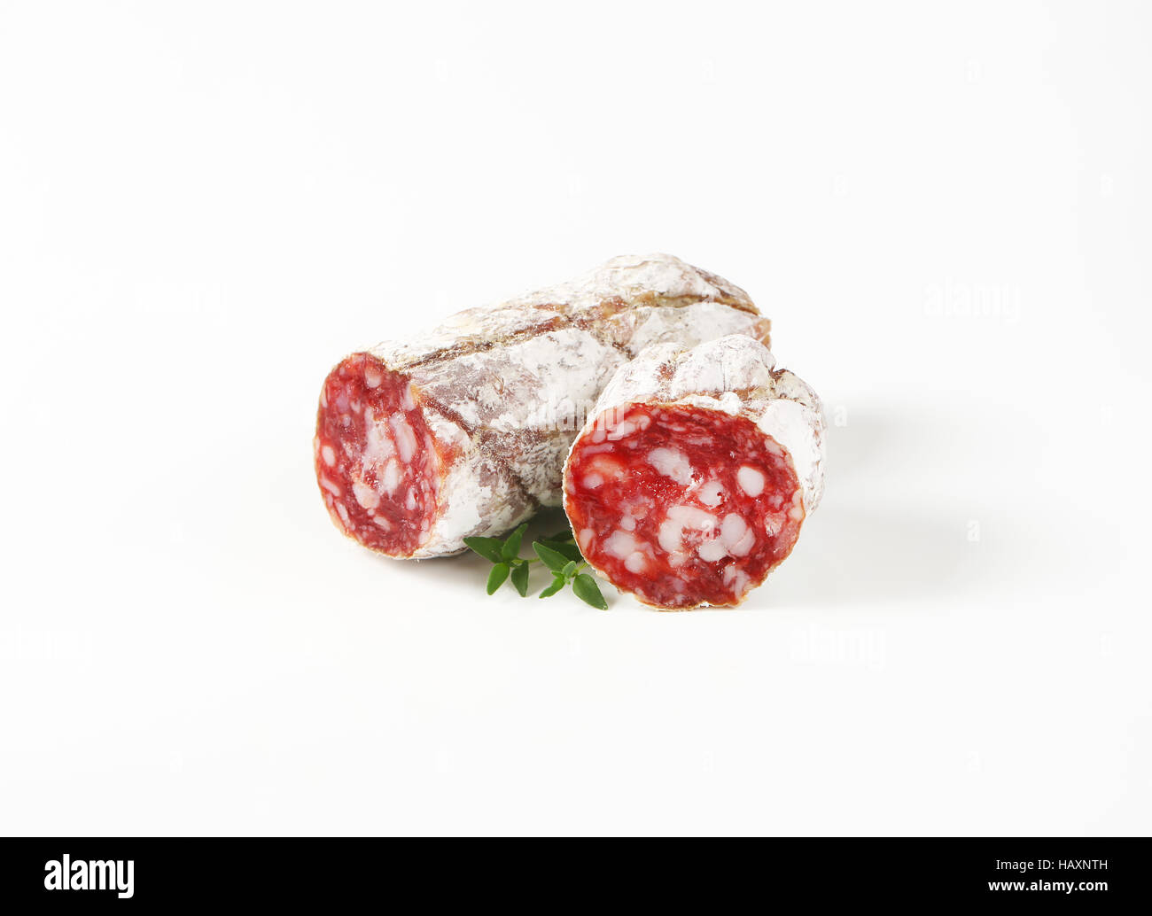 French Saucisson Sec - dry cured sausage Stock Photo - Alamy