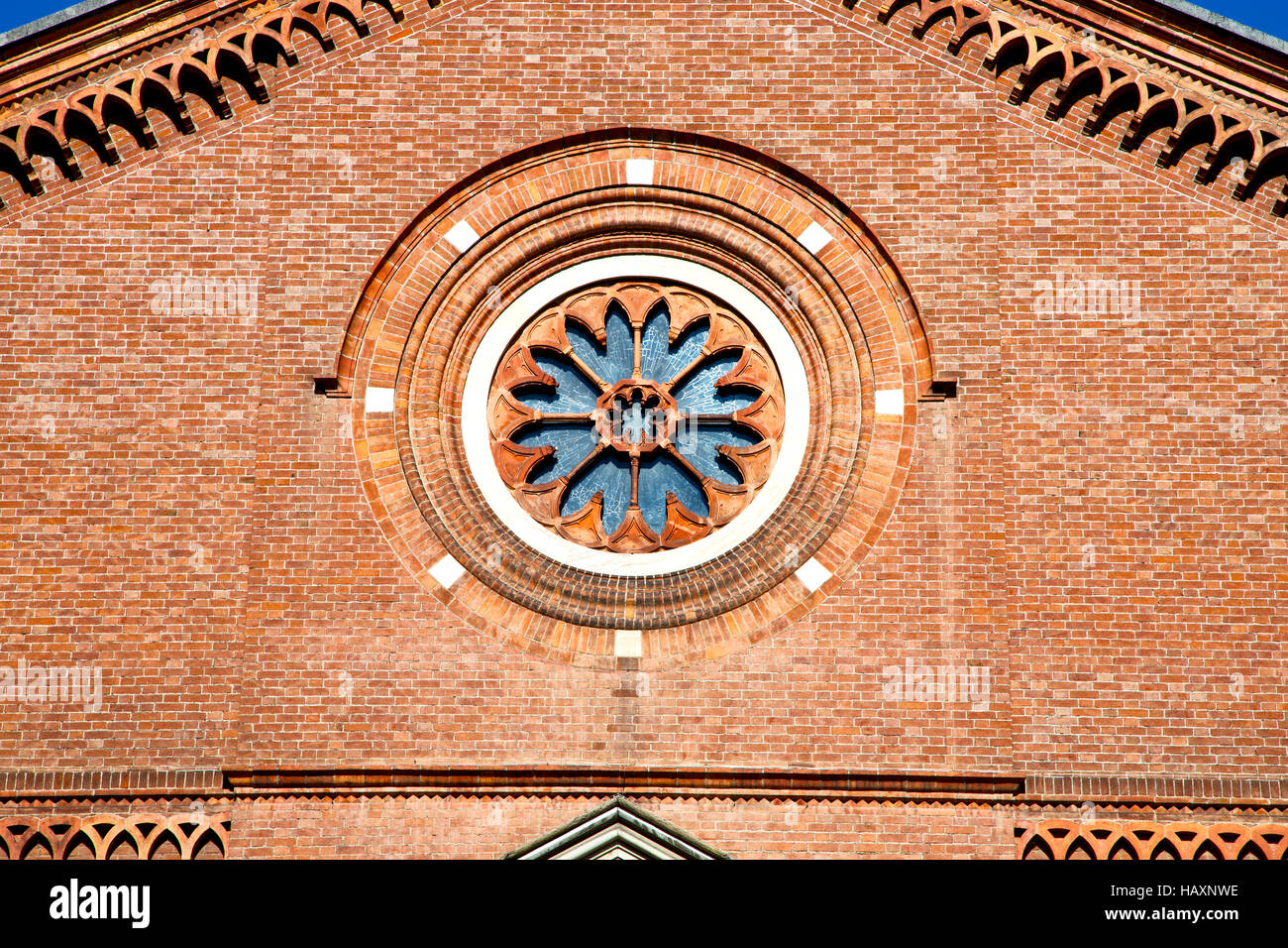 italy lombardy in the castellanza old church closed brick tower wall ...